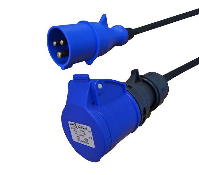 Extension Cord CEE 3-pin Blue Male-Female H07RN-F 3G2,50mm² 10m