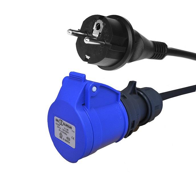 Adapter Cord Schuko-CEE Coupler 3-pin Blue H07RN-F 3G1,50mm² 0,3m