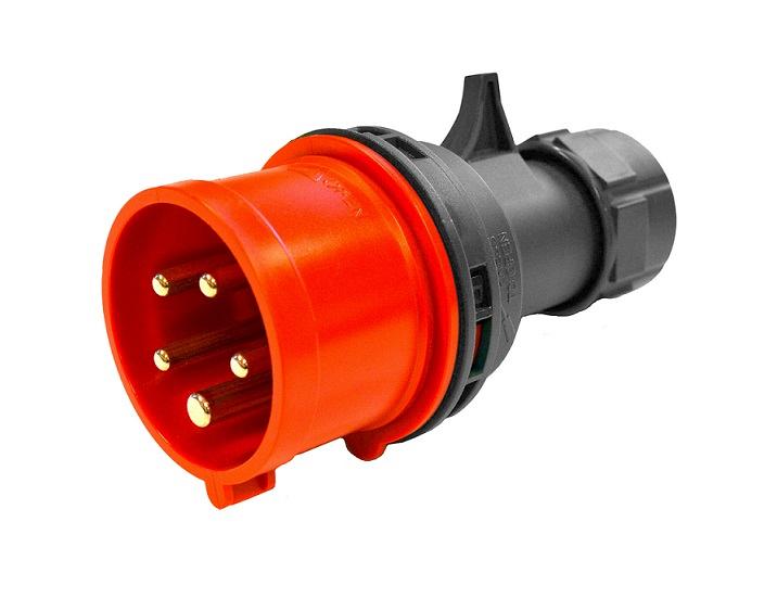CEE Plug 5-pin 3x32A, Red, IP44