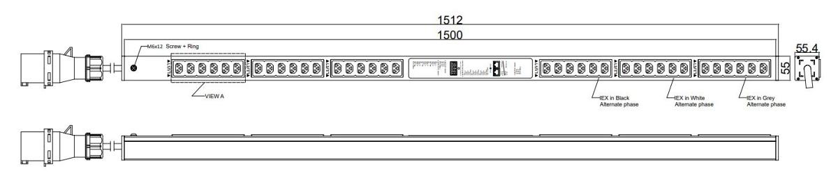 IPDU PIML 3x16A, 36xIEX, H07RN-F5G2,5mm² 3M CEE plug, PIML-V-11-36IEX