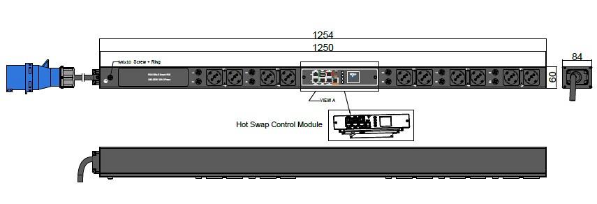 IPDU POS 1x16A, 10xSchuko, HIB 2.1 Conform, 3M CEE plug, POS-V-36-10SF-OSB