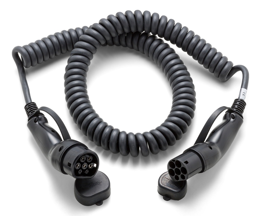 EV Charging cable T2-T2 11kW 4m coiled E-line